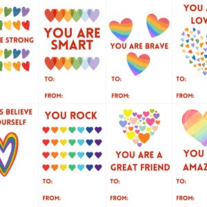 Valentine's Day Rainbow Heart Positive Affirmations Classroom Valentine ...