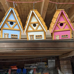 Quirky Whimsical Bird House Bird Box Handmade Wooden Fairy Gift Garden ...