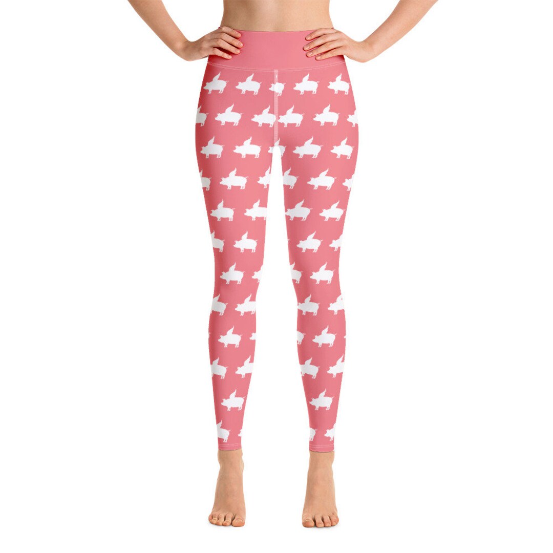Flying Pig Leggings, Pig Leggings, Funny Leggings, Cute Pig Pants, Yoga ...