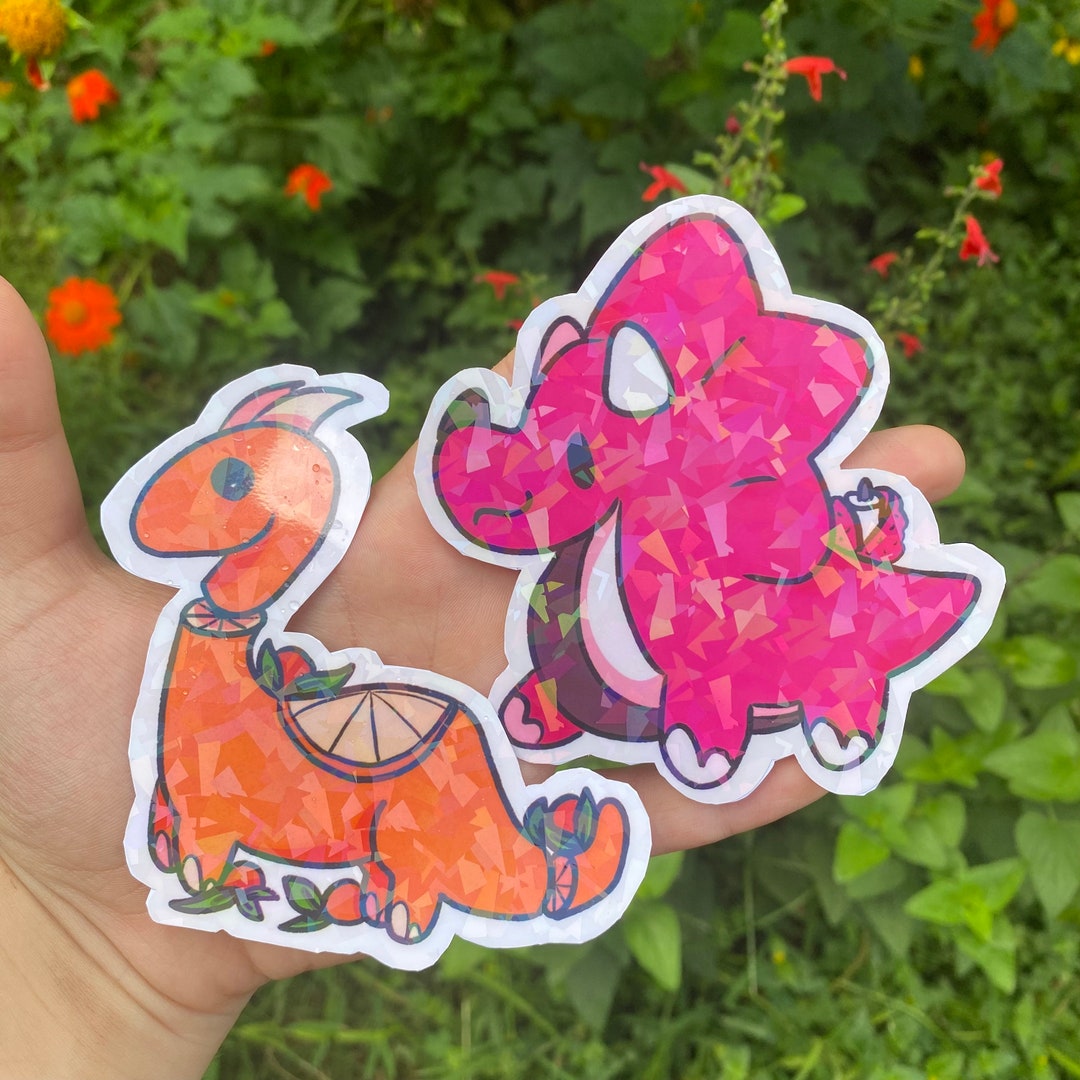 Fruit Dinosaur Stickers 4 in Clementine Lychee Green Apple Dragon Fruit ...