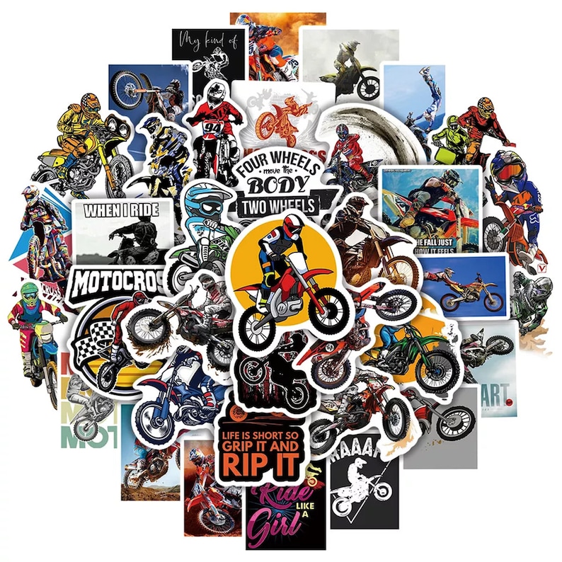 Motocross Sticker Pack Cool Dirt Bike and Motorcycle Themed - Etsy