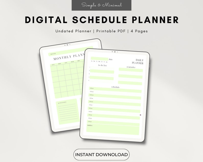 Digital Schedule Planner Printable Planner Daily to Do List Instant ...