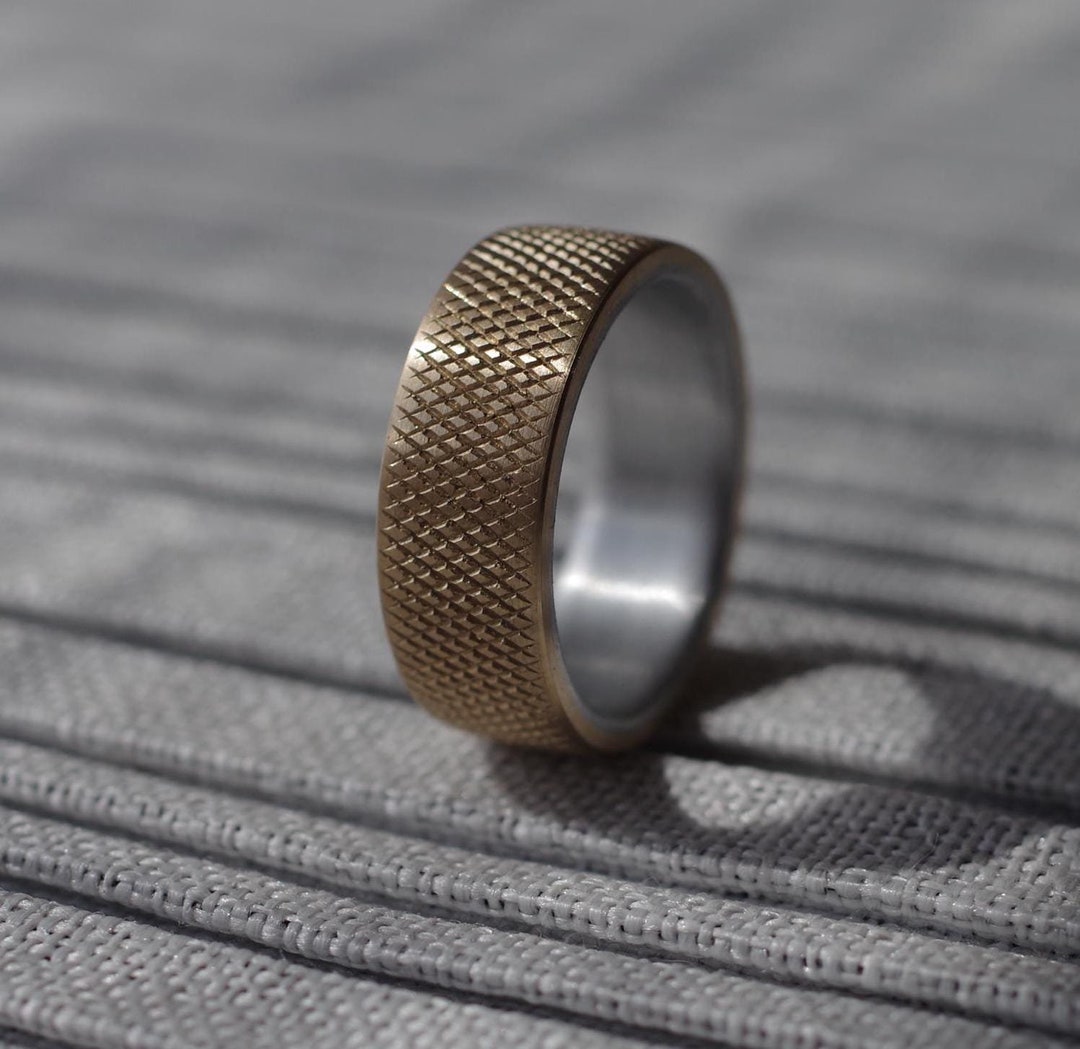Brass Sanded Knurl Ring - Etsy
