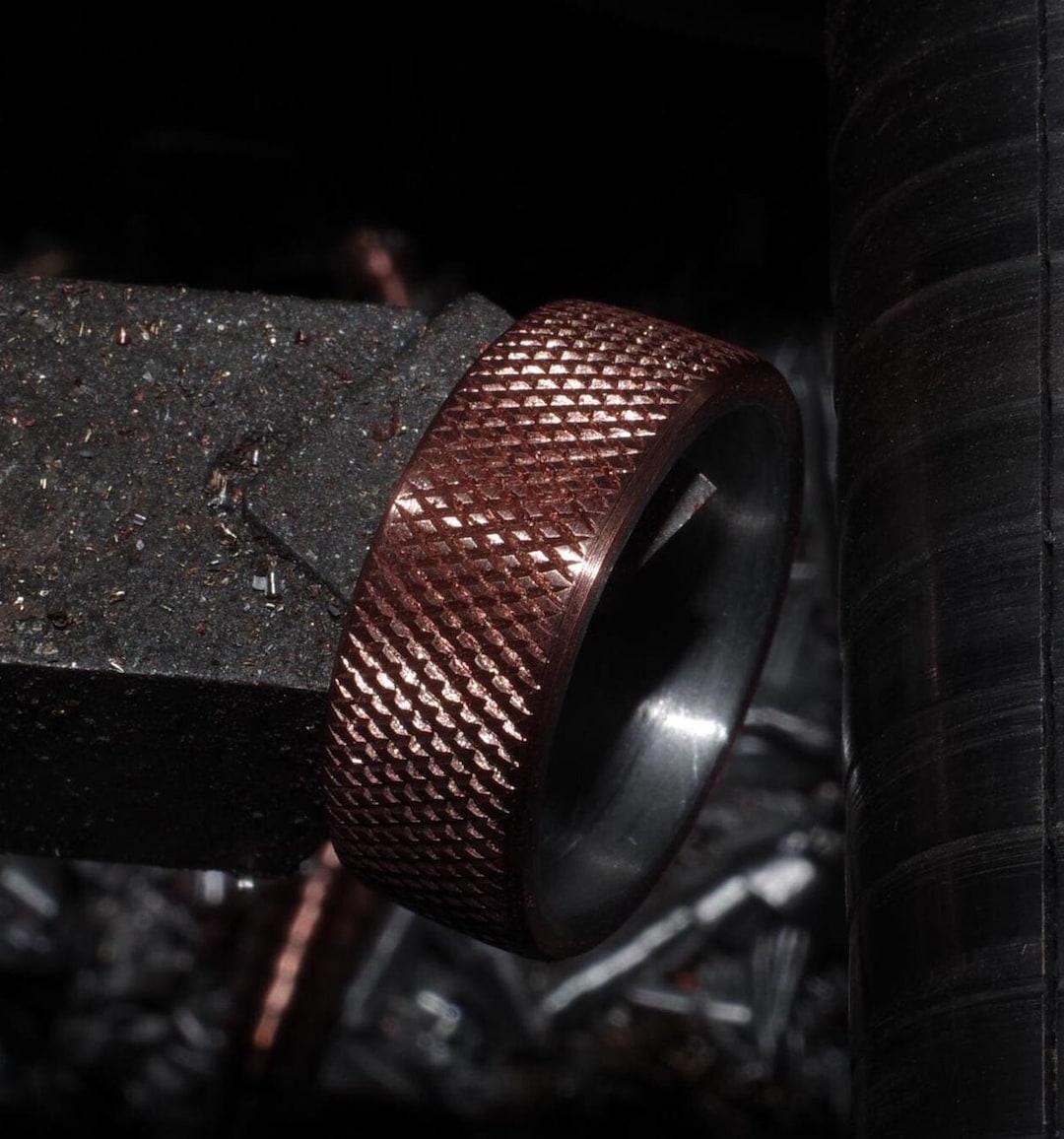 Sanded Knurled Copper Ring - Etsy