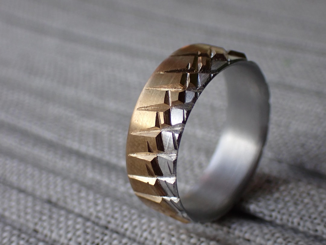 Brass Fusion Ring, Exposed Aluminium Ring, Hand Filed Ring - Etsy