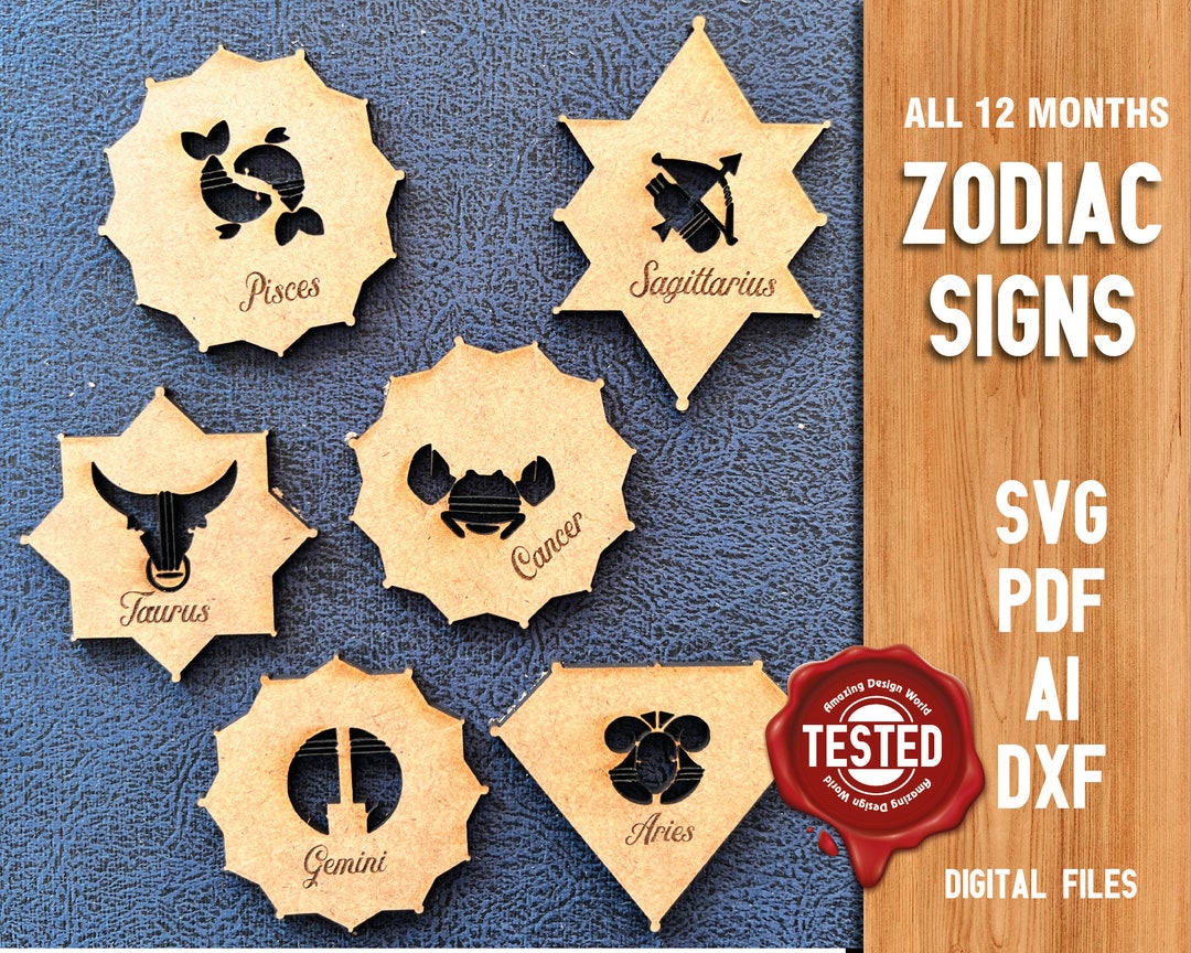 Astrology Zodiac Horoscope SVG Pdf Ai Dxf Files Laser Cut File Zodiac ...