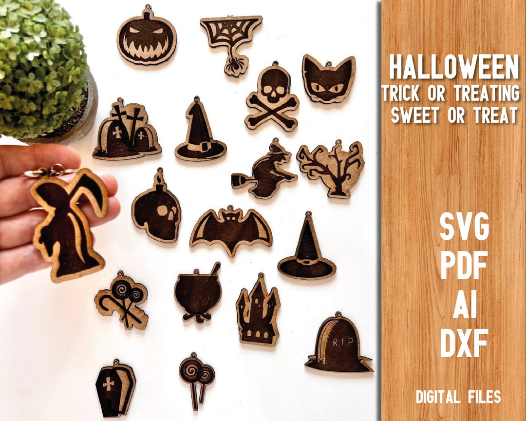 Halloween Trick or Treating Knock Knock Sweet or Treat Keychain SVG ...