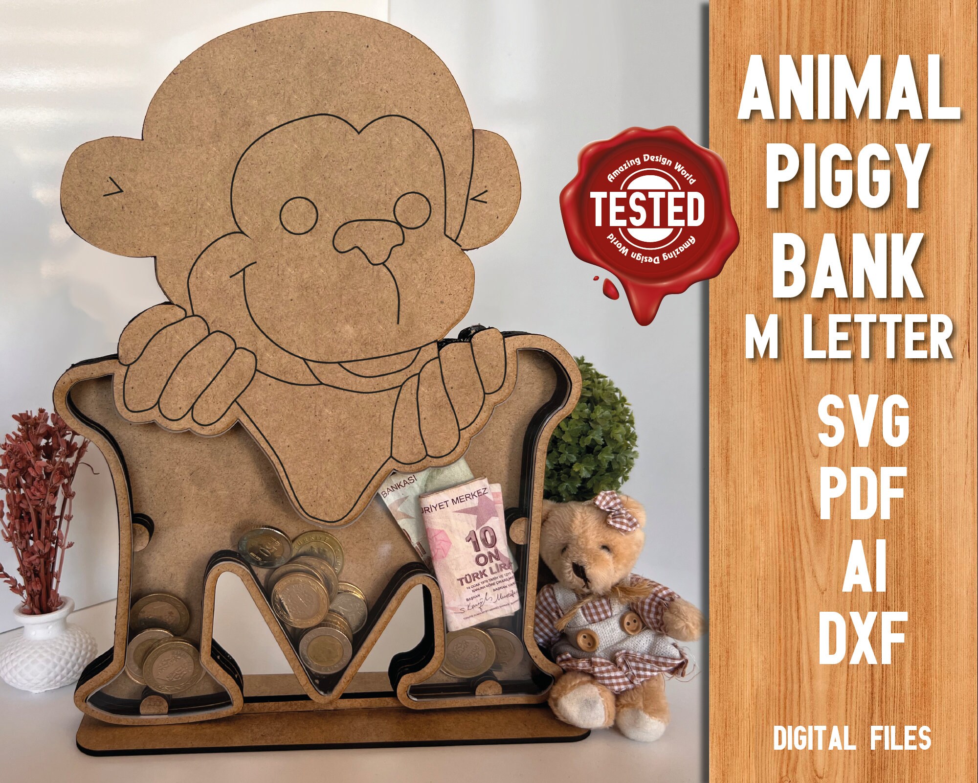 Kids Piggy Bank Letter Bank Piggy Bank Animal Piggy Bank - Etsy