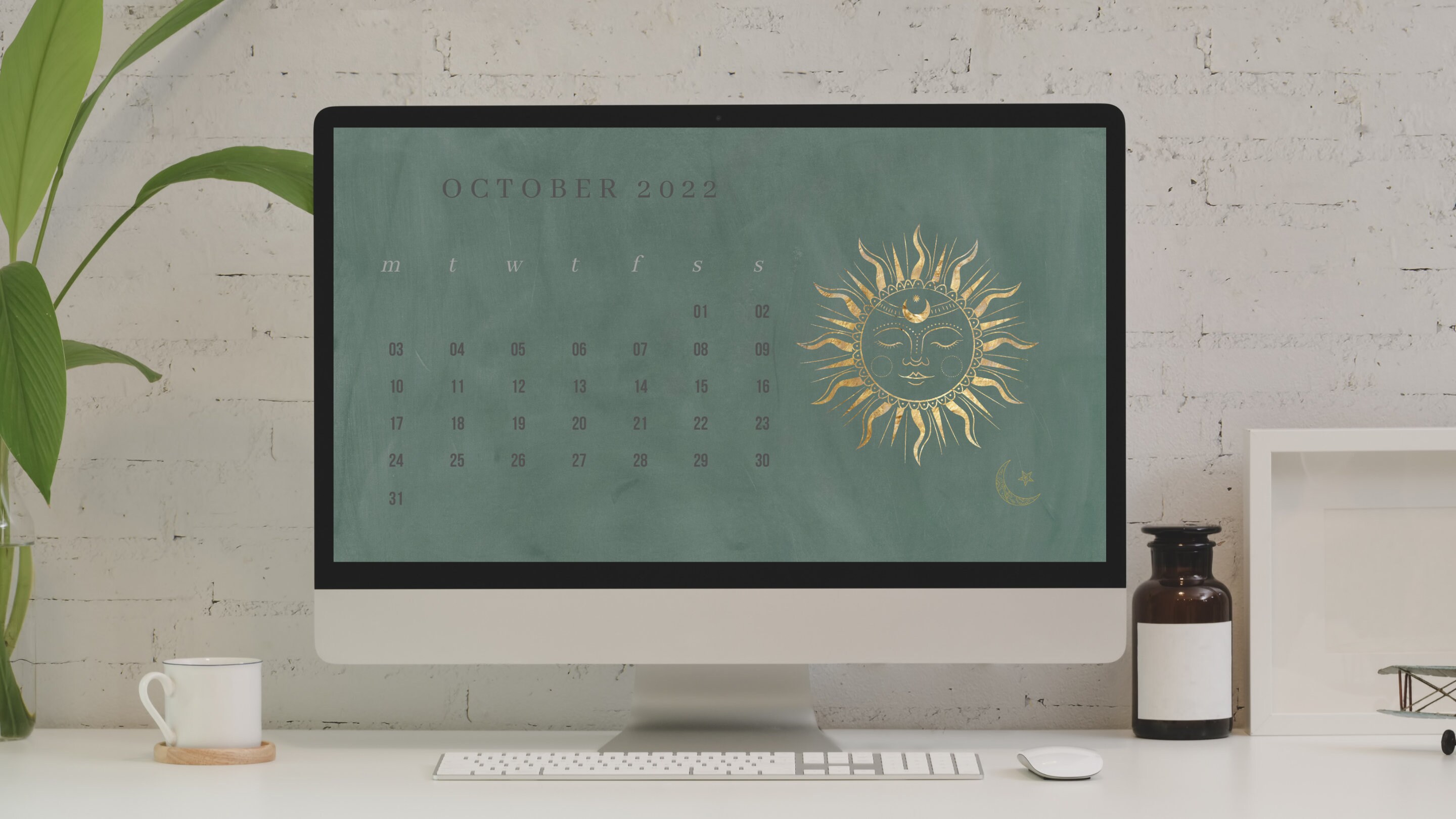 2022 Calendar Desktop Wallpaper Organizer Celestial Sage - Etsy