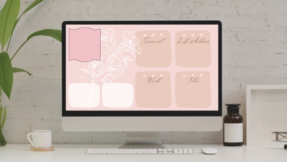 Desktop Organiser Wallpaper 10 PACK PINK Theme | Etsy