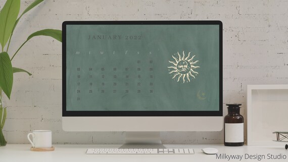 2022 Calendar Desktop Wallpaper Organizer Celestial Sage | Etsy