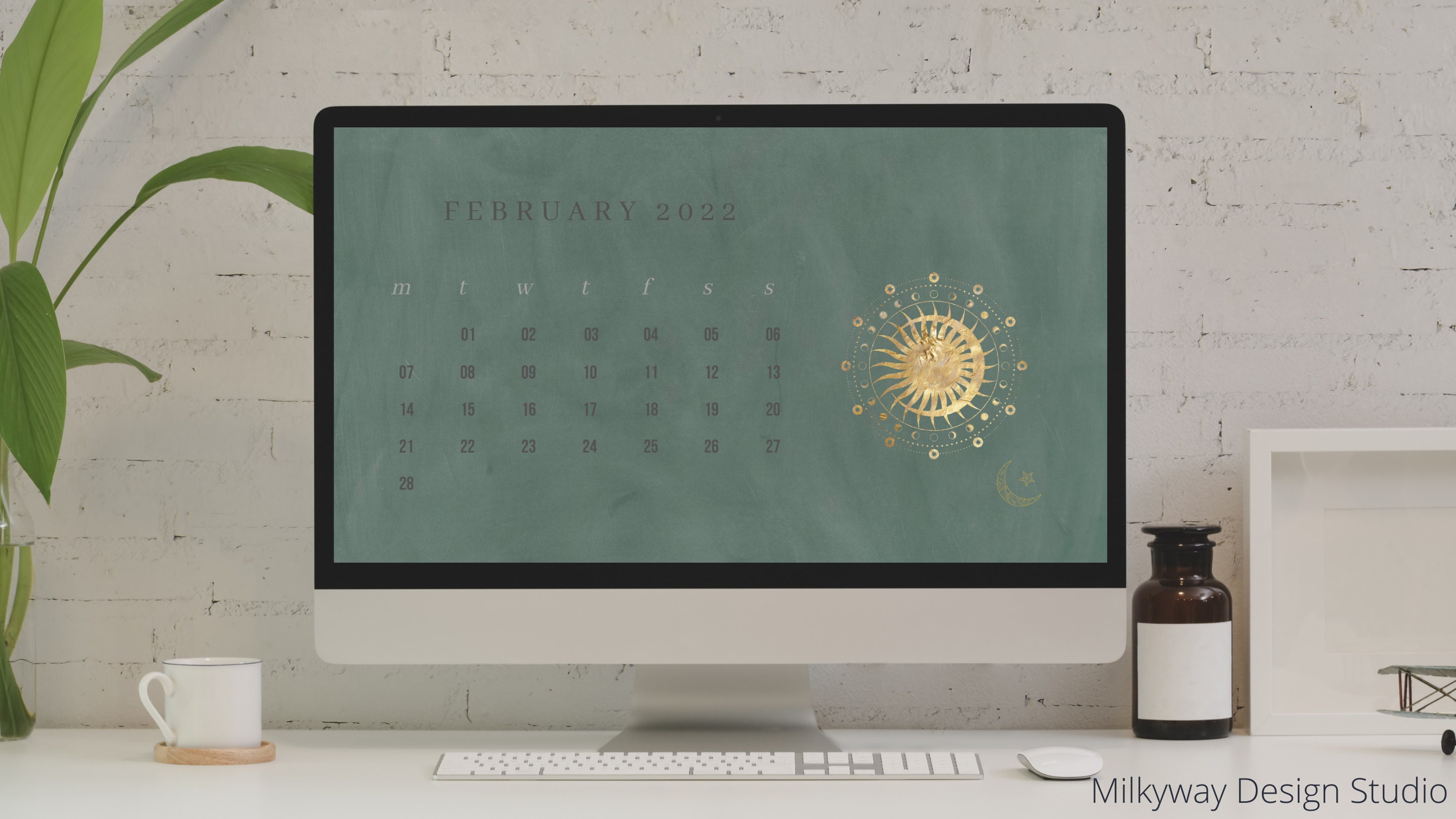 2022 Calendar Desktop Wallpaper Organizer Celestial Sage - Etsy