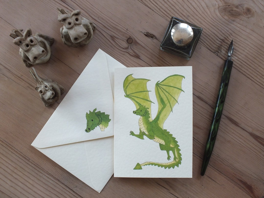 Greetings Card With Original Dragon Design - Etsy