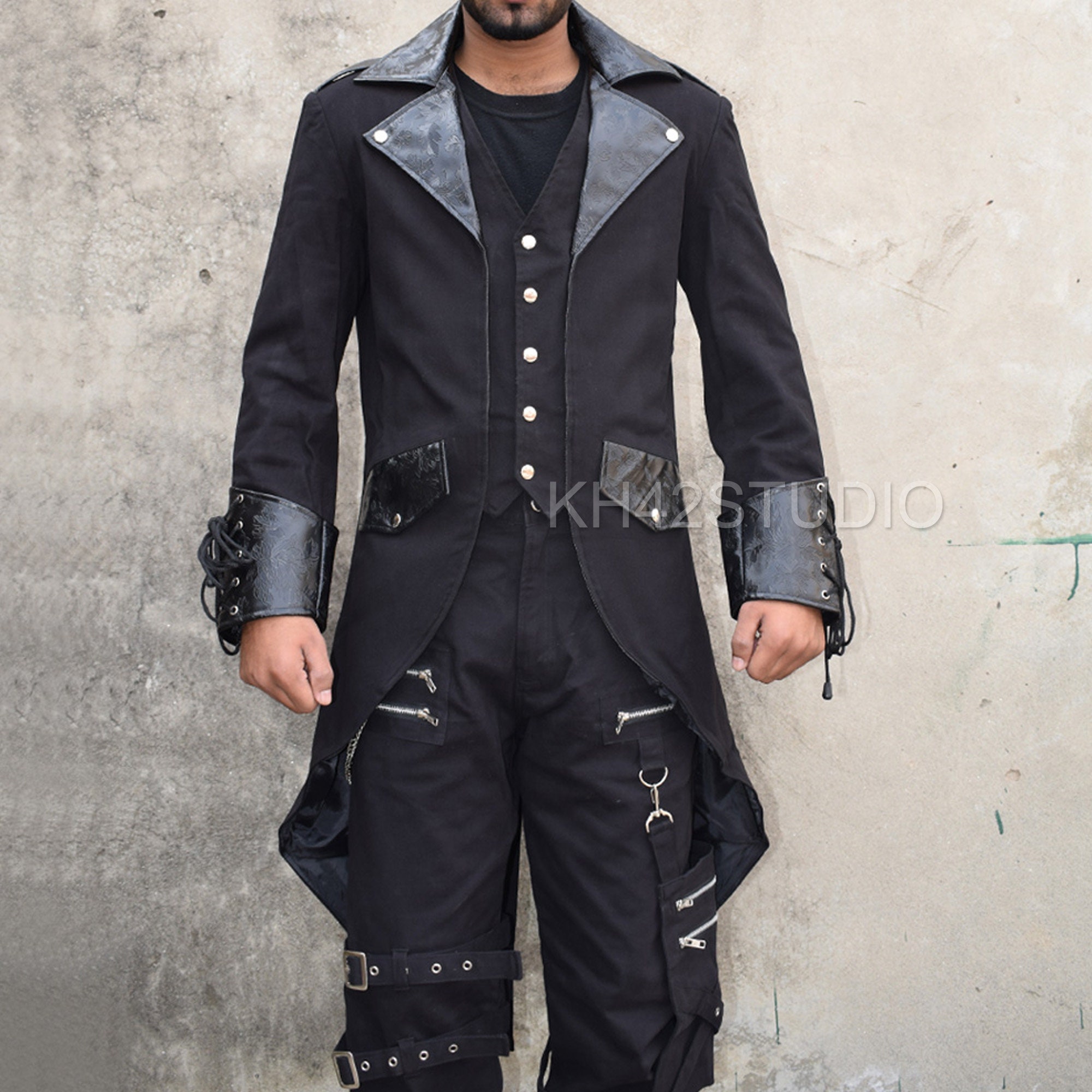 Gothic Steampunk Tailcoat Men Vintage Costumes Coat Victorian Style