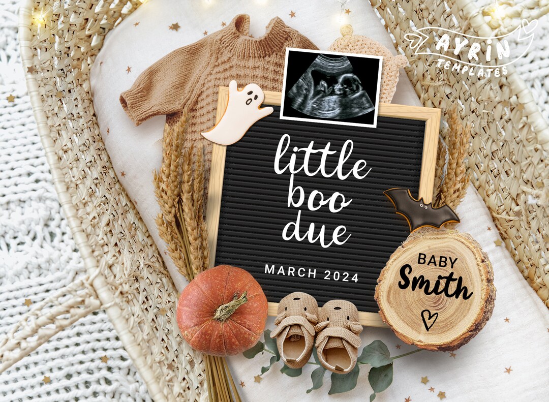 Halloween Pregnancy Announcement for Social Media, Little Boo Due ...