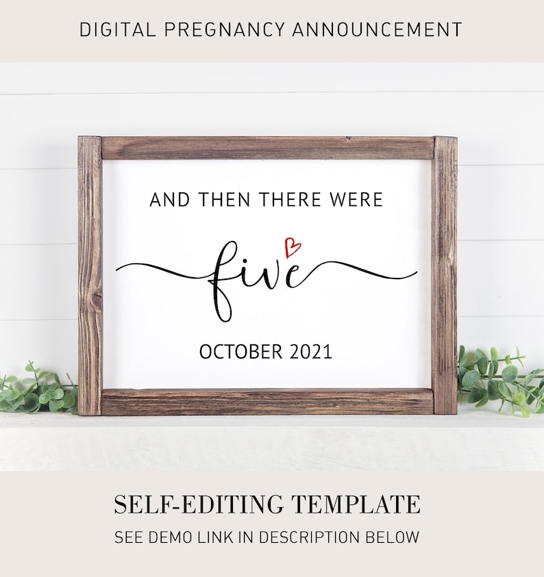 Editable Pregnancy Printable Sign and Then There Were Five - Etsy
