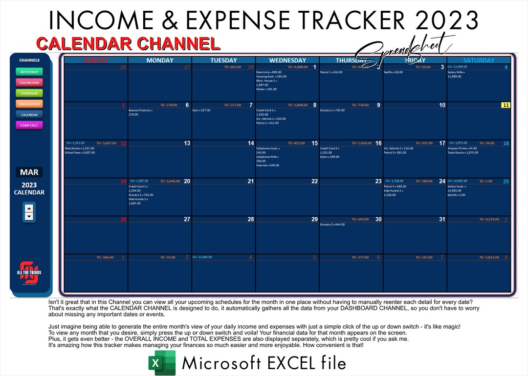 Expense Excel Manager Indigo Dye 01b Excel Expense - Etsy
