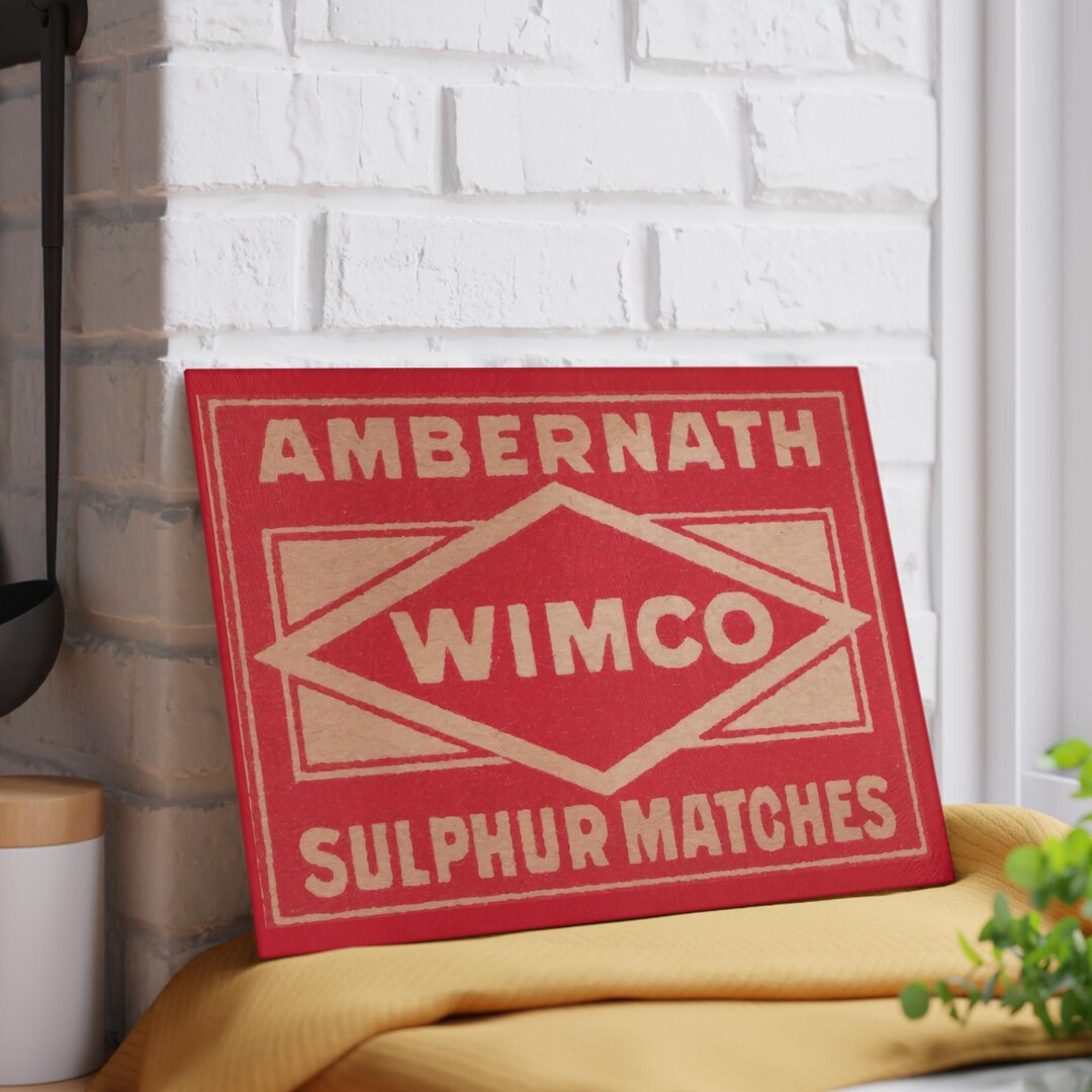 Wimco Matches Vintage Label Glass Cutting Board | Ambernath Sulphur ...