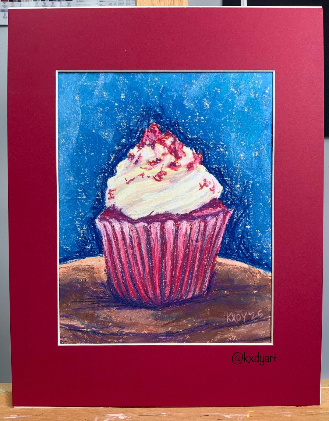 Original Soft Pastel Drawing - Red Velvet Cupcake - Etsy