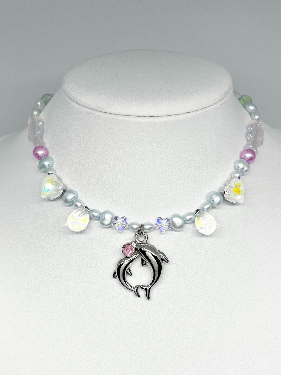 Cute Dolphin Pearl Necklace Dreamy Y2k Nostalgia Pendant Gyaru Pastel ...