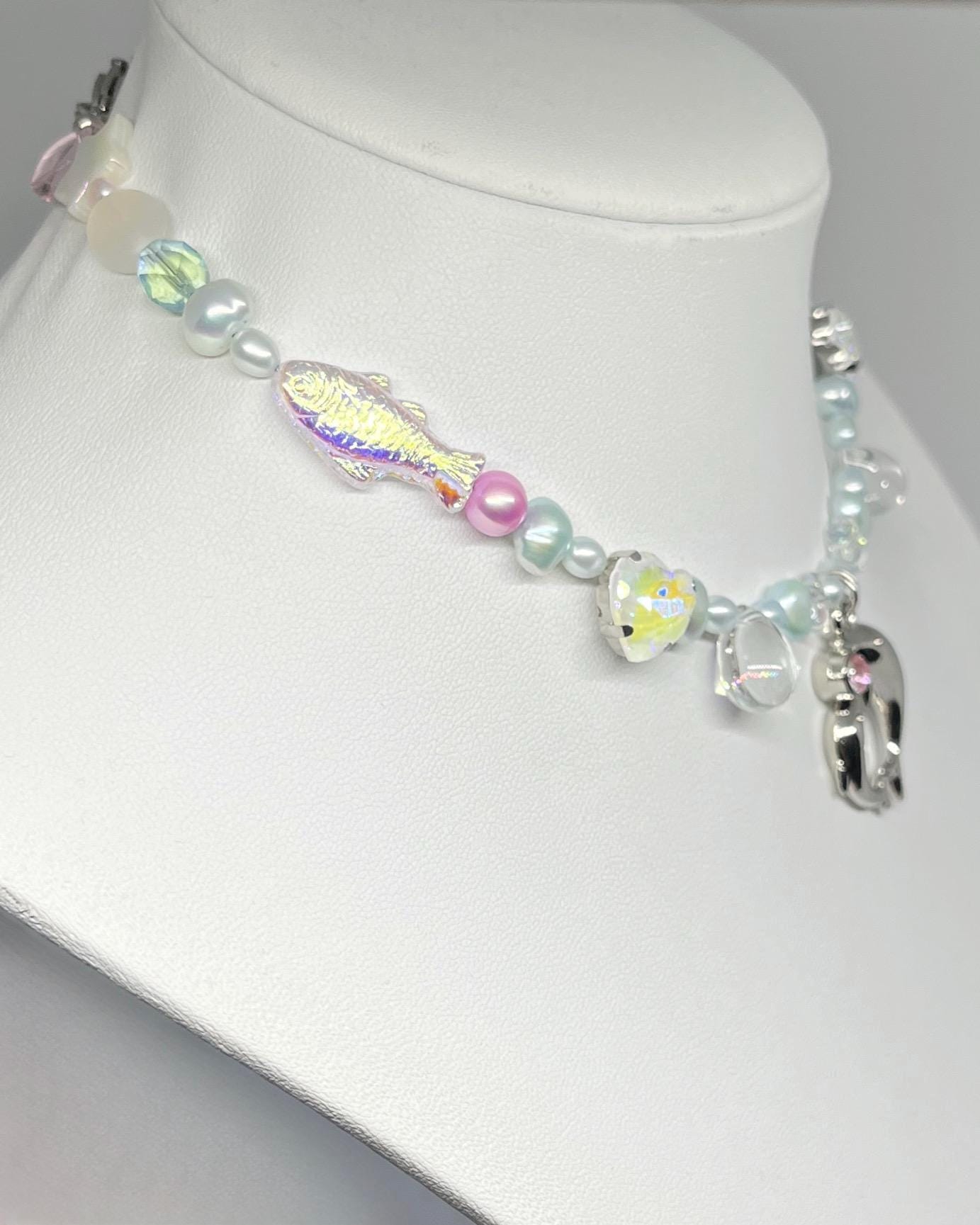 Cute Dolphin Pearl Necklace Dreamy Y2k Nostalgia Pendant Gyaru Pastel ...