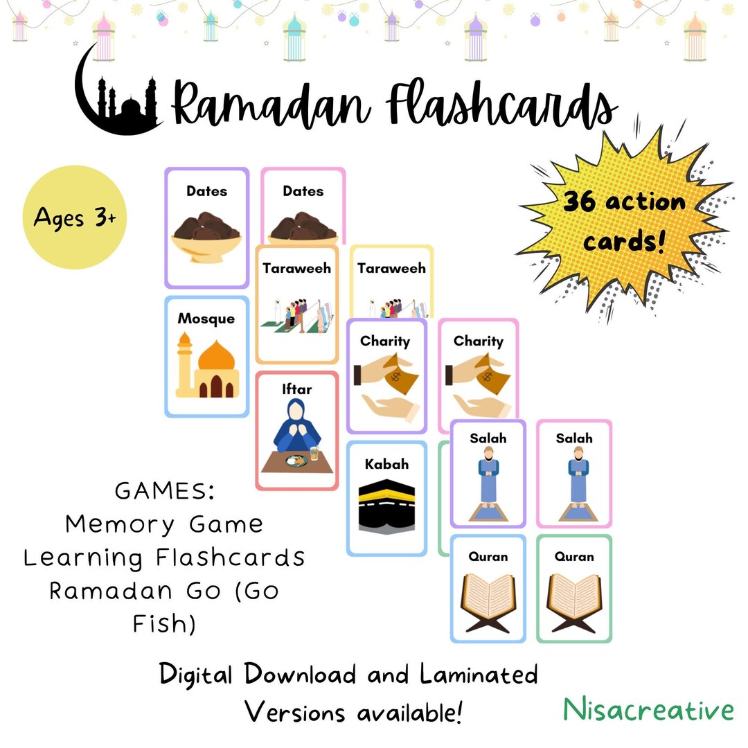 Ramadan Memory Game, Islamic Flashcards, Ramadan Printable Activity for ...