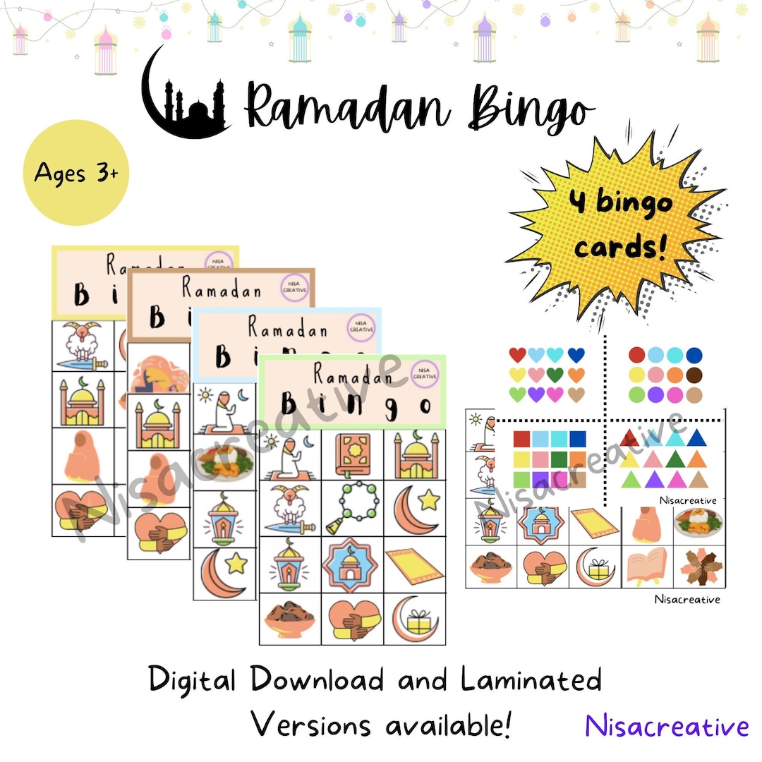 Ramadan Bingo Game Activity, Ramadan Printable, Islamic Games for Kids ...