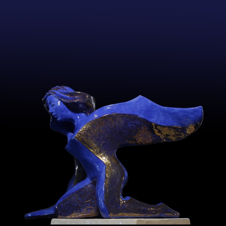 Angel Sculpture - Made of Painted and Glazed Ceramic - Etsy