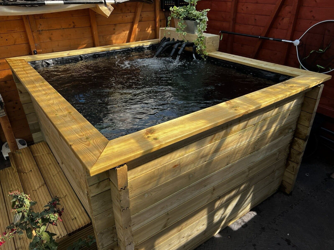 Heavy Duty Timber Garden Pond Kit: 44mm Tanalised Wood, 1000mm Deep ...