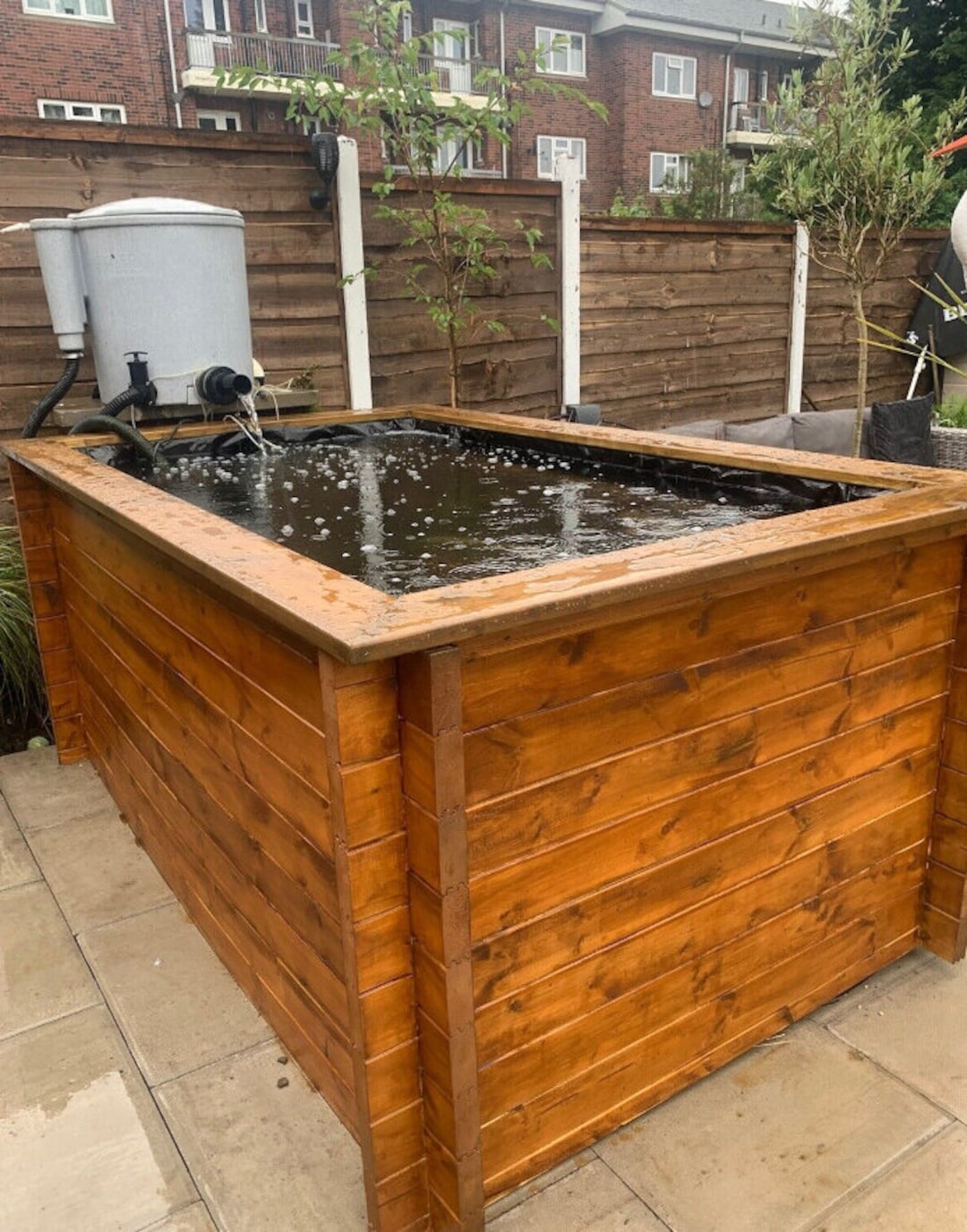 Heavy Duty Timber Garden Pond Kit: 44mm Tanalised Wood, 1000mm Deep ...