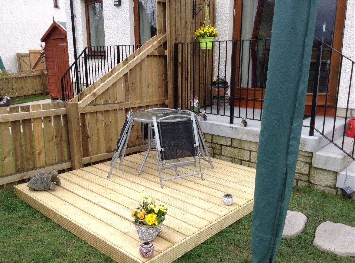 Wooden DIY Garden Decking Kit With Everything Cut to Length - Etsy UK