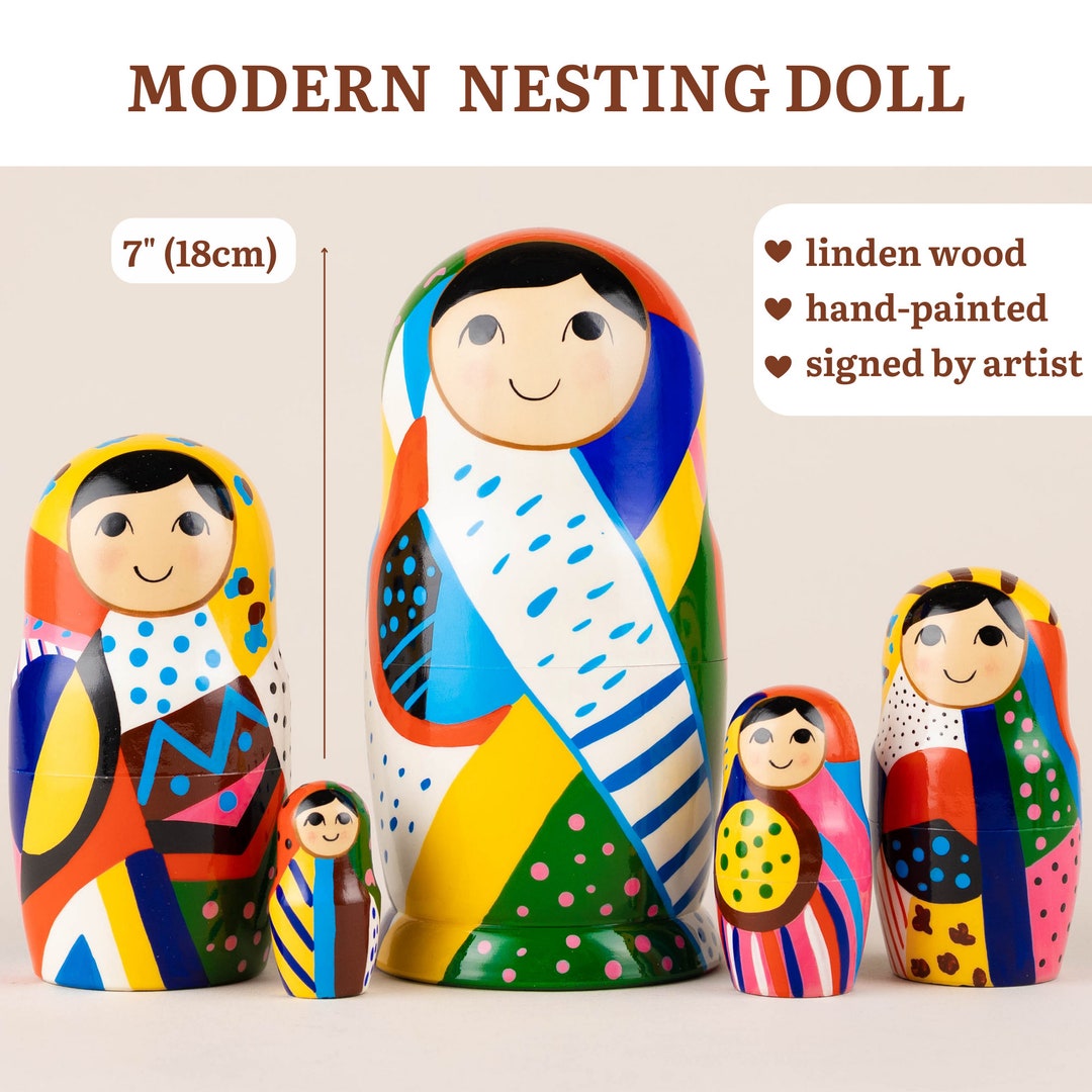 Kids Wooden Nesting Dolls Nesting Dolls Colorful Matryoshka - Etsy