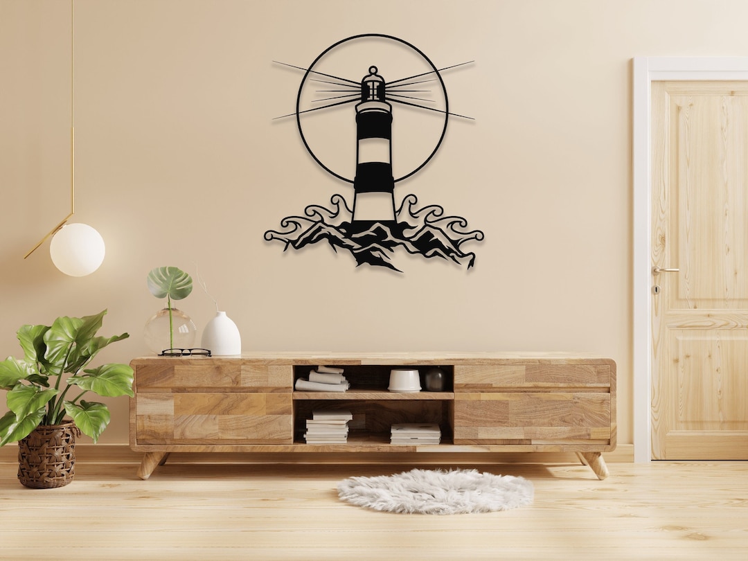 Lighthouse and Wave Metal Wall Art Lighthouse Outdoor Garden - Etsy