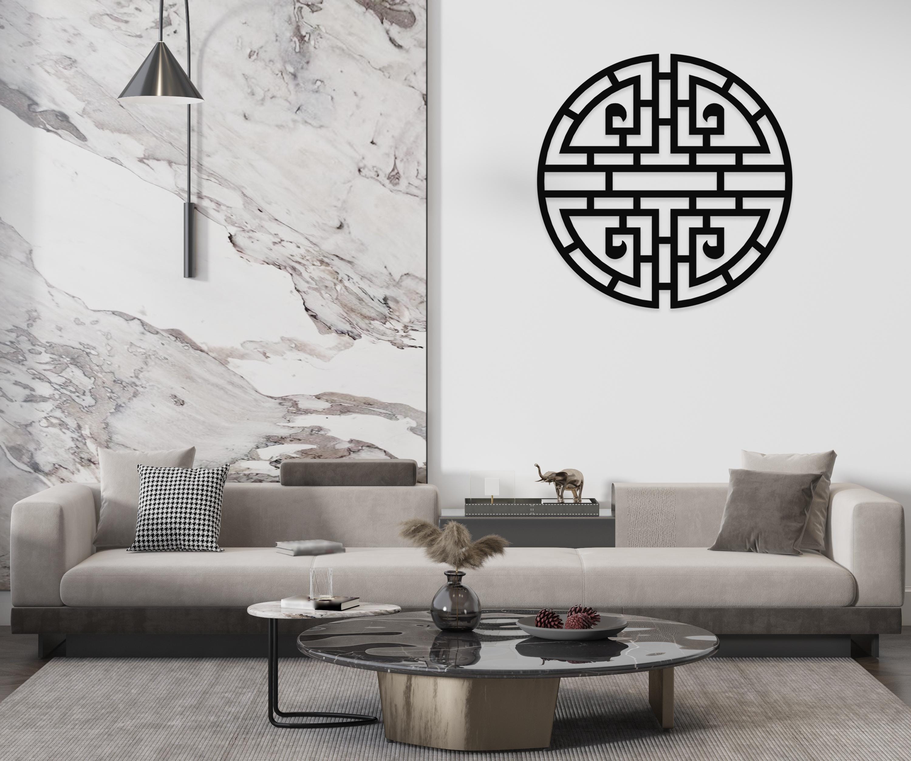 Geometric Circle Metal Wall Art: Round Modern Home Decor - Etsy