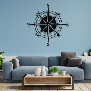 Compass Metal Wall Decor, Compass, Large Wall Art, Wall Decor Over the ...