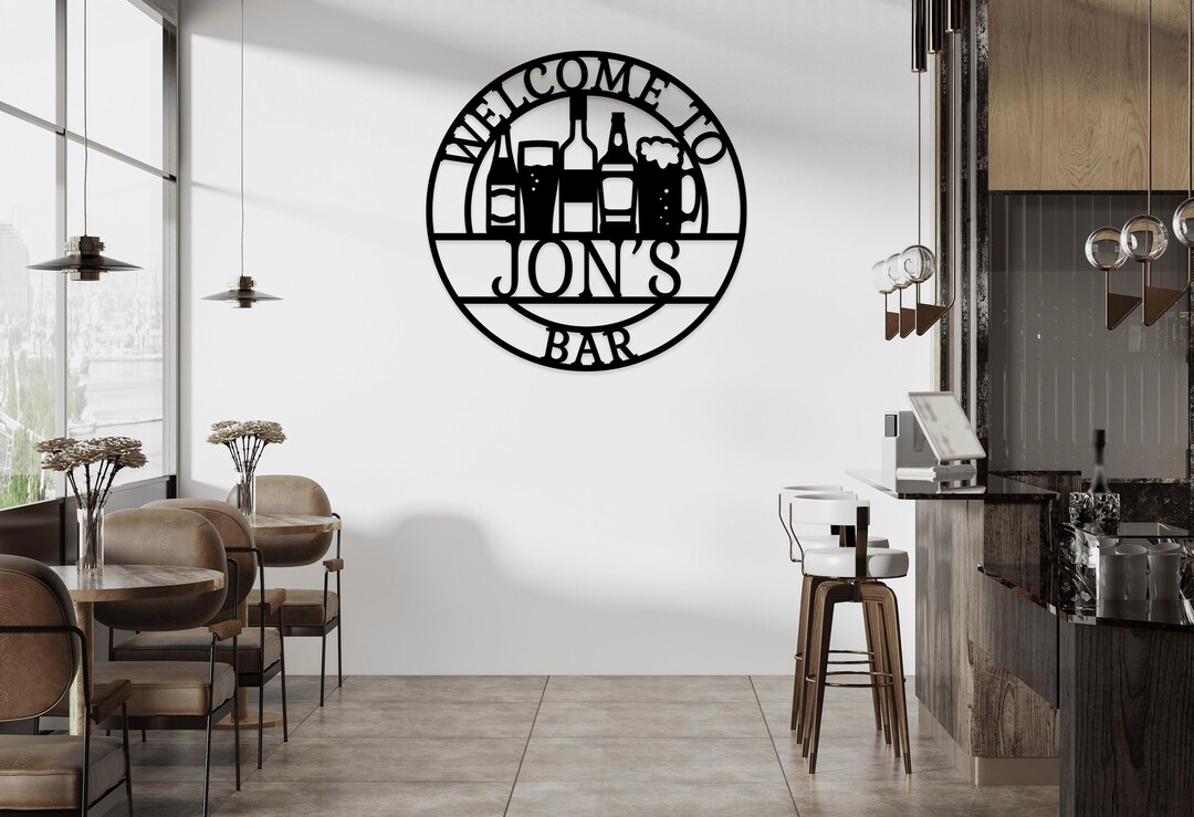 Custom Metal Bar Sign: Personalized Man Cave Wall Decor - Etsy