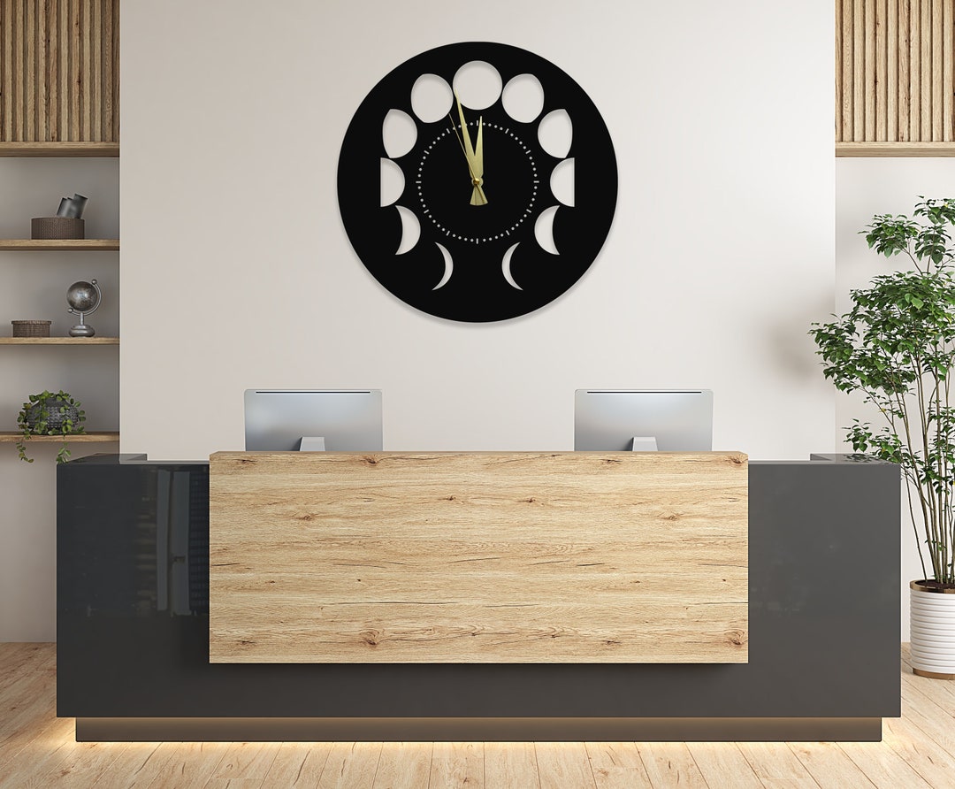 Moon Phases Wall Clock, Clock, Wall Clock, Metal Clock, Modern Clock ...