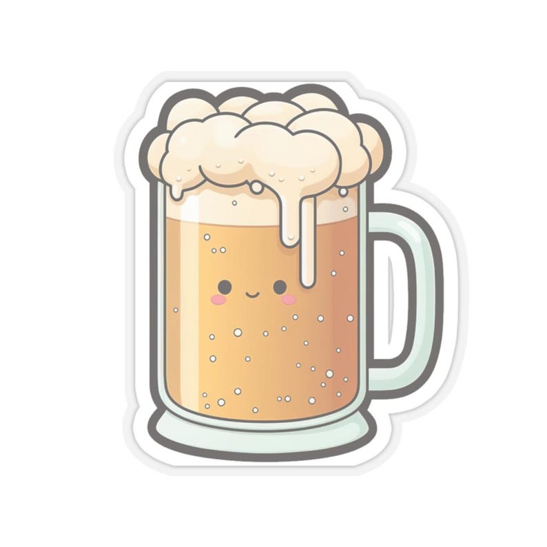 Kawaii Beer Food Sticker, Cute Kawaii Design, Multiple Sizes, High ...