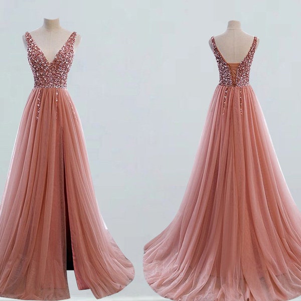 Coral Prom Dress - Etsy