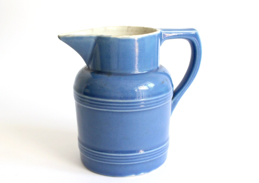 Art Deco Pitcher in Blue, Vintage French Pottery, 1930s Jug - Etsy