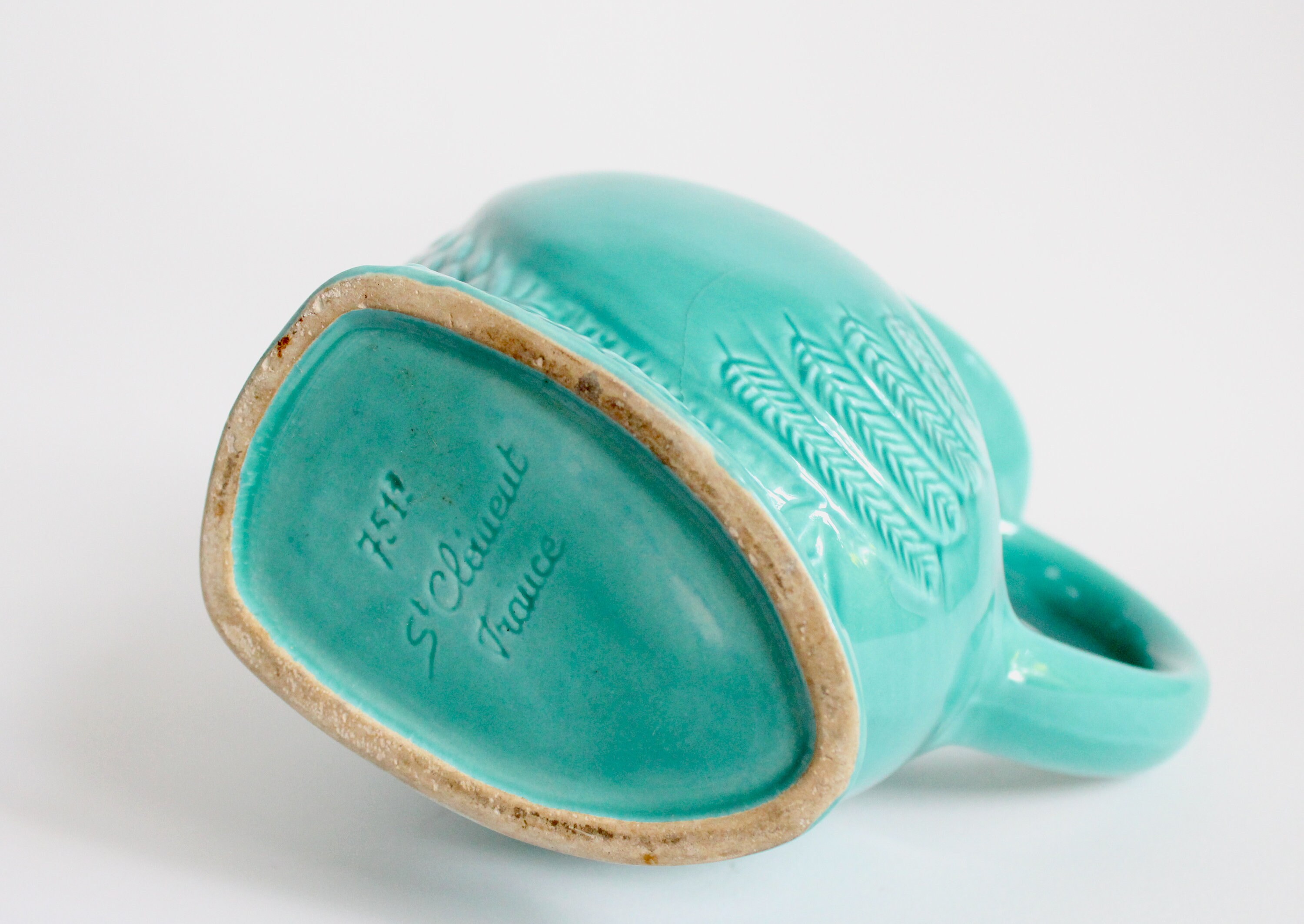 Vintage French Pitcher in the Shape of a Bird, Turquoise Blue Majolica ...