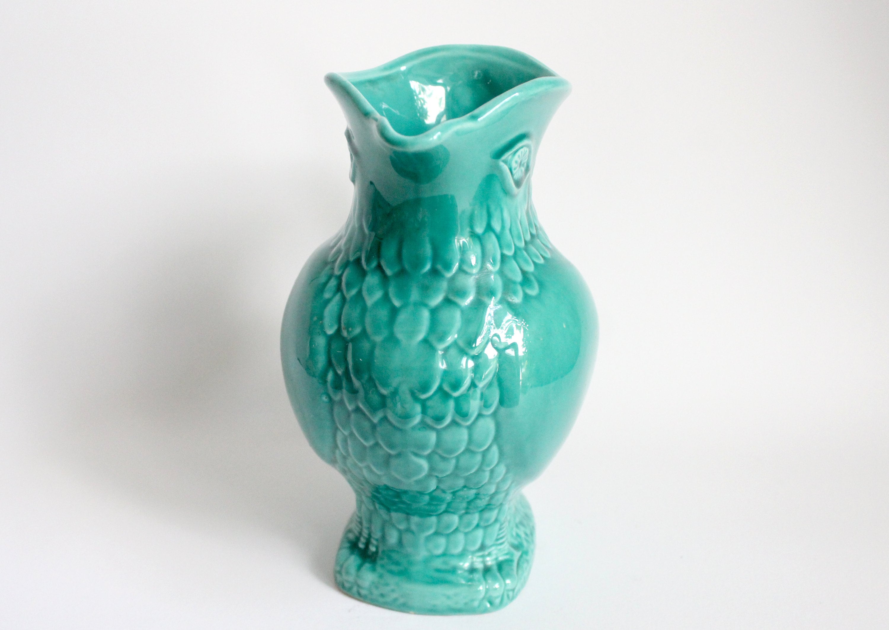 Vintage French Pitcher in the Shape of a Bird, Turquoise Blue Majolica ...