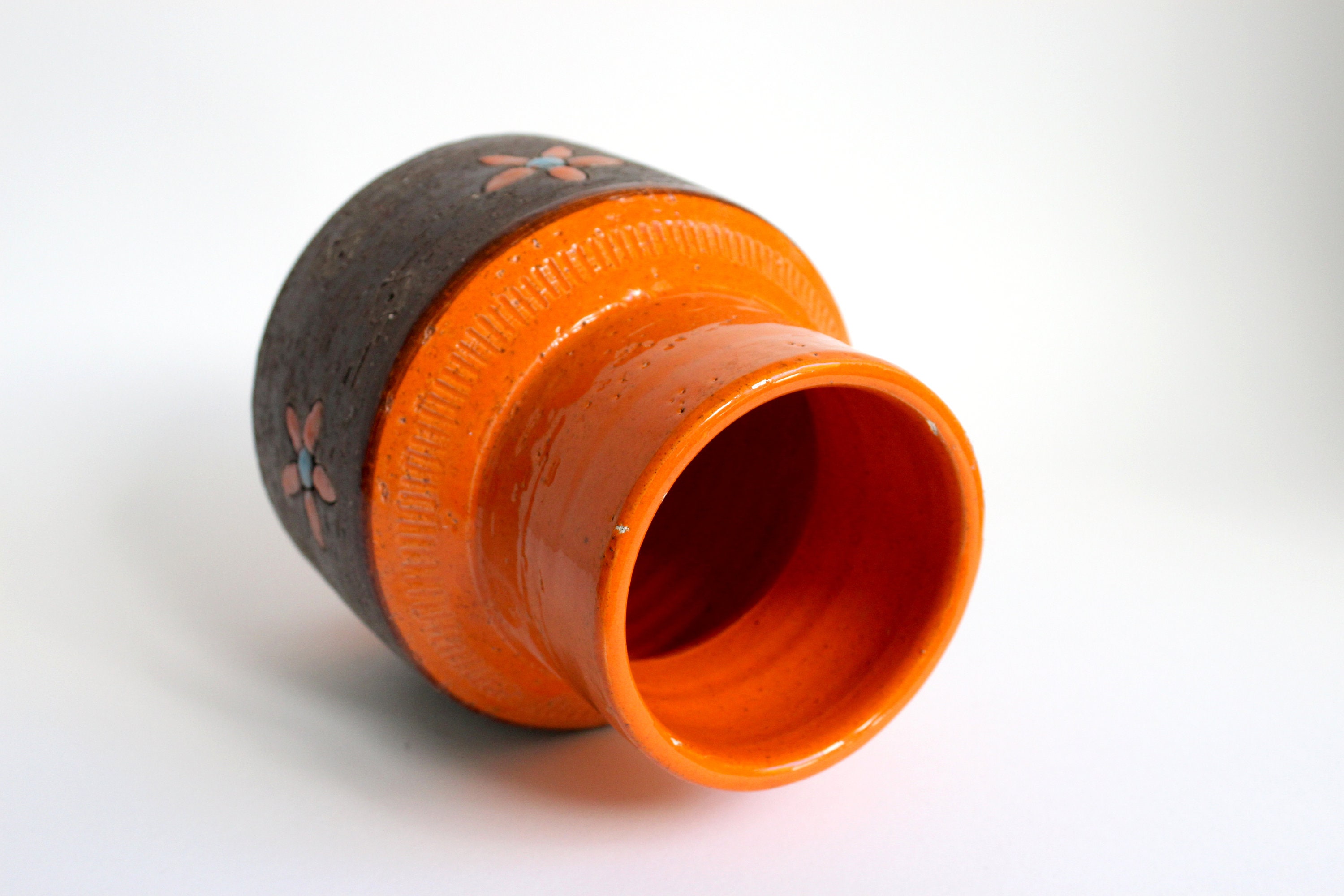 Mid Century Vase in Orange and Brown, Mcm Italian Pottery, Orange and ...