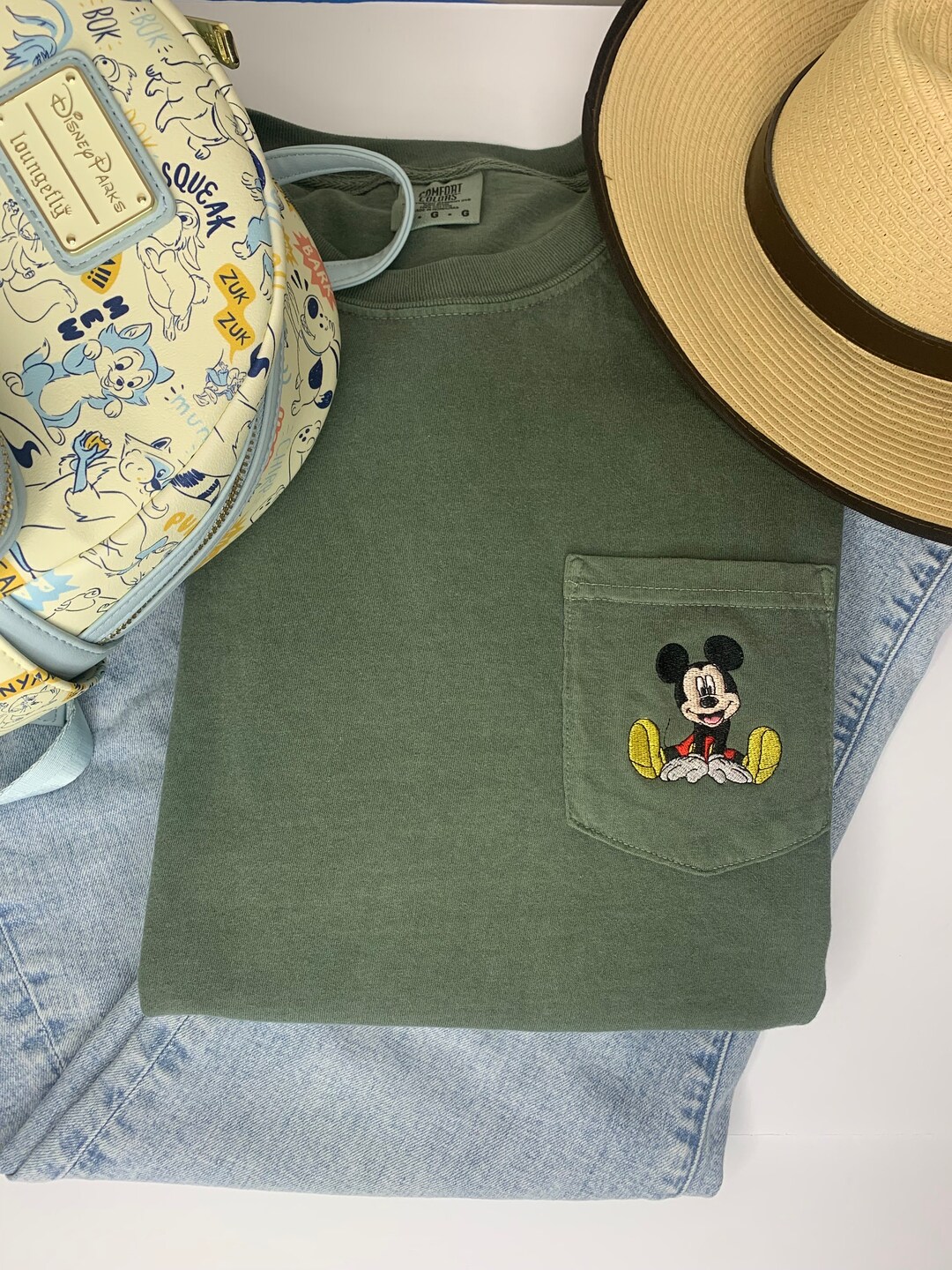 Vintage Mickey Embroidered Pocket Tee - Etsy