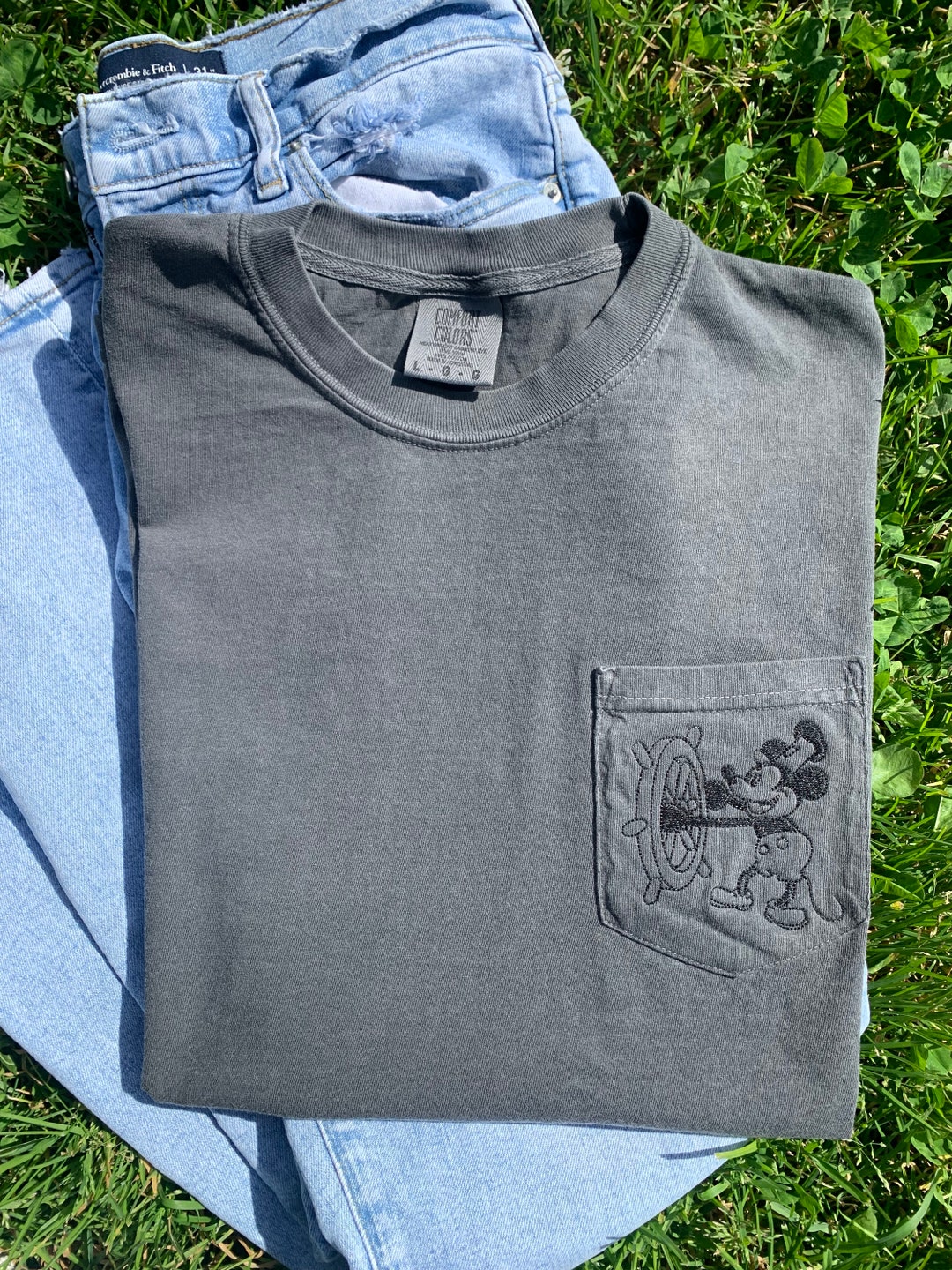 Vintage Embroidered Mickey Pocket Tee - Etsy