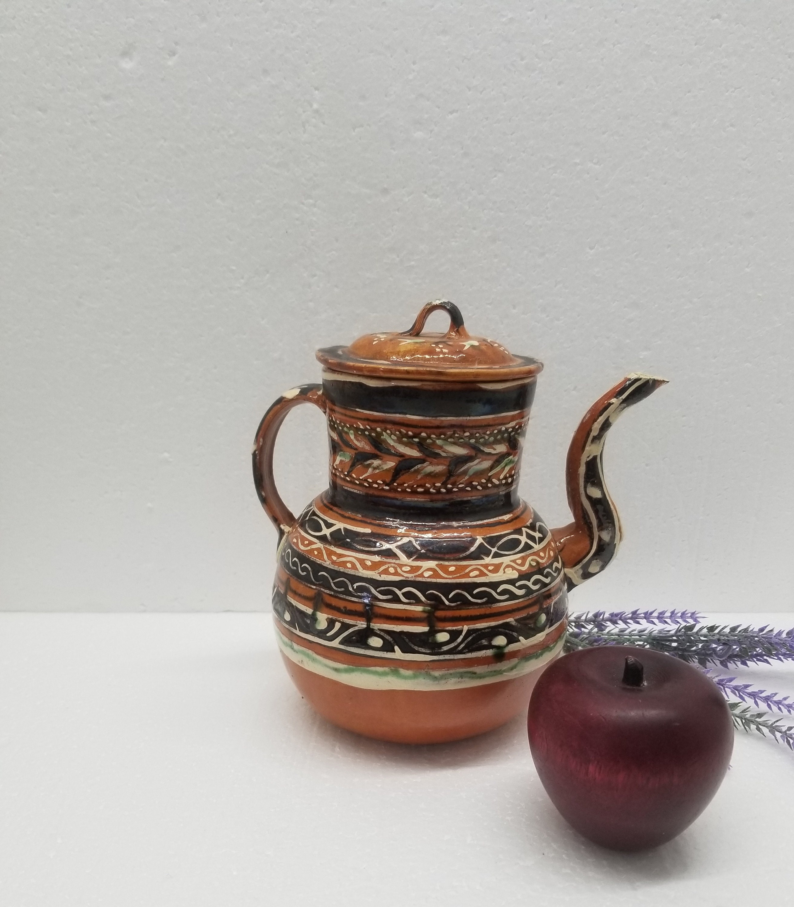 Vintage Tlaquepaque Red Ware Pottery Coffee Pot Primitive Mexican ...