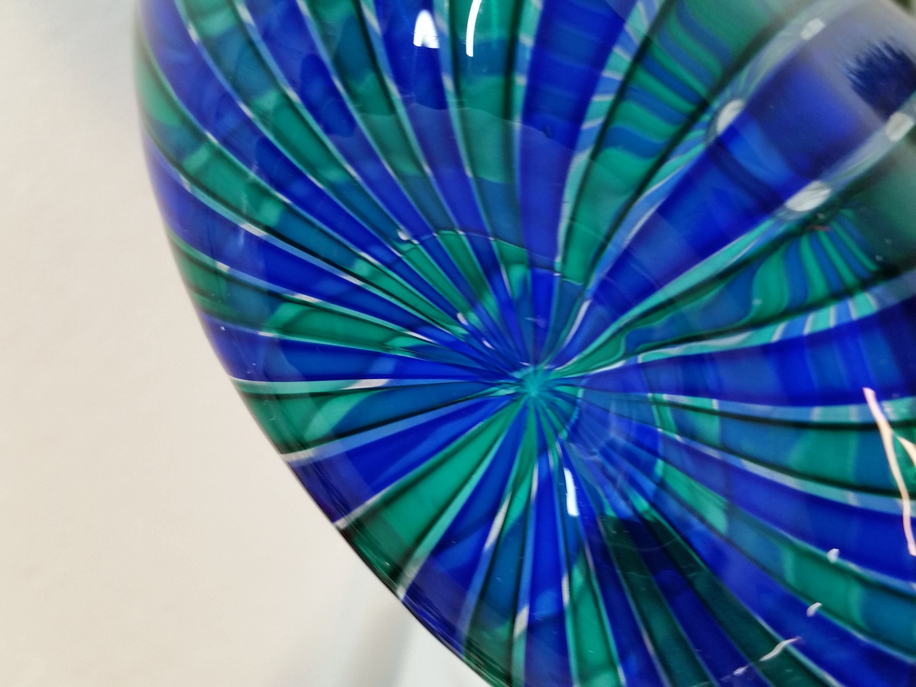 Vintage Italian Murano Cane Glass Vase Blue Green Clear Cane Hot Glass ...