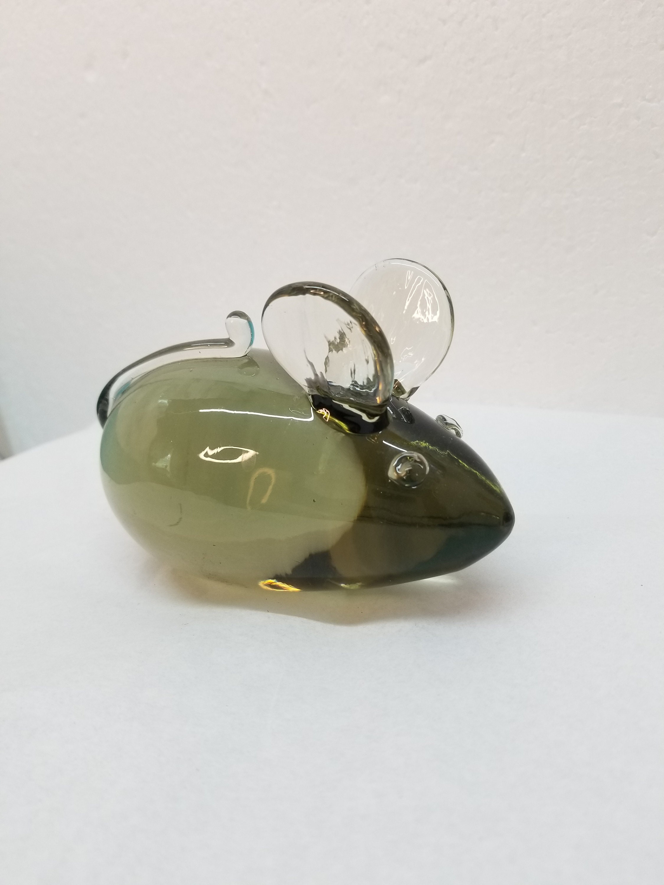 Murano Italy Glass Mouse Paperweight Sculpture Grey Mouse Lampwork Hot ...