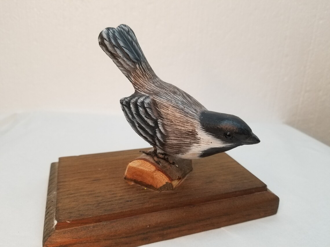 Bird Decoy Wood Carving Life Size Chickadee Exquisite Details ...