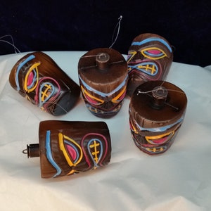 Vintage Tiki Christmas Tree Ornaments 5 Fun Old Tiki Ornaments Tropical ...